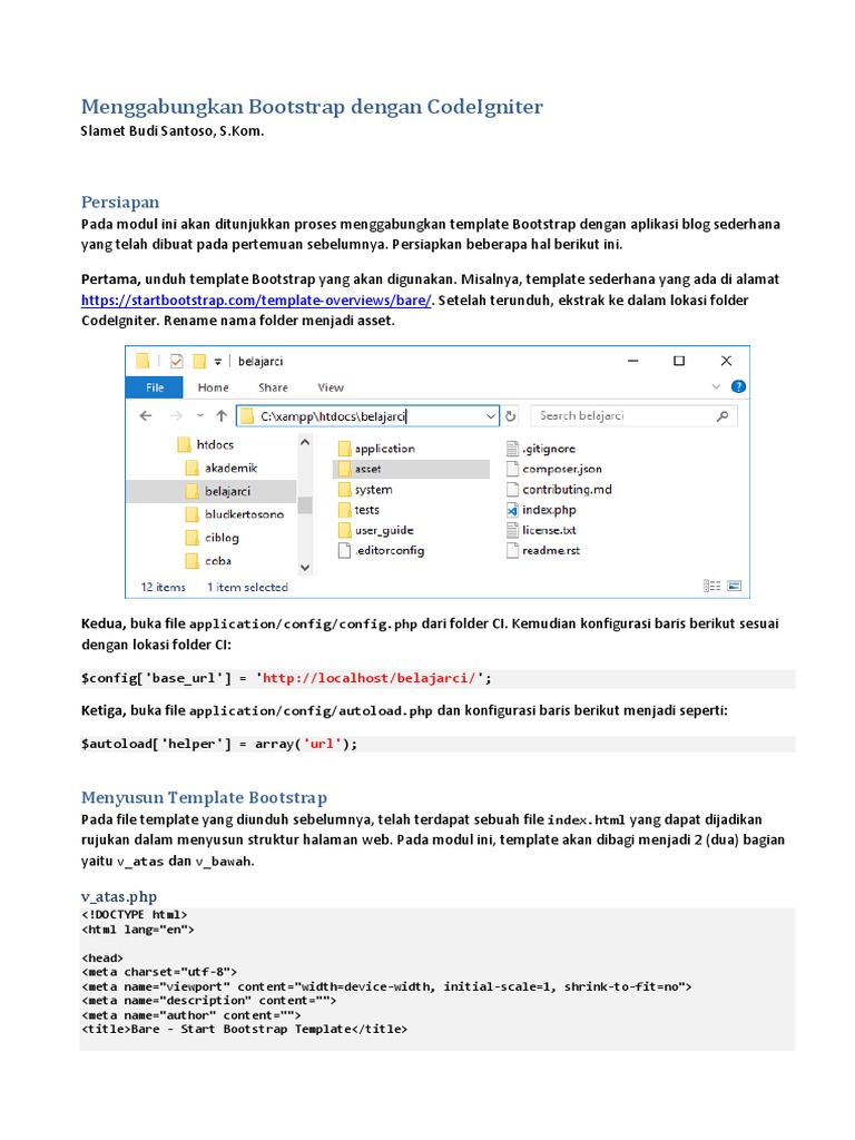 Menggabungkan Bootstrap Dengan CodeIgniter | PDF