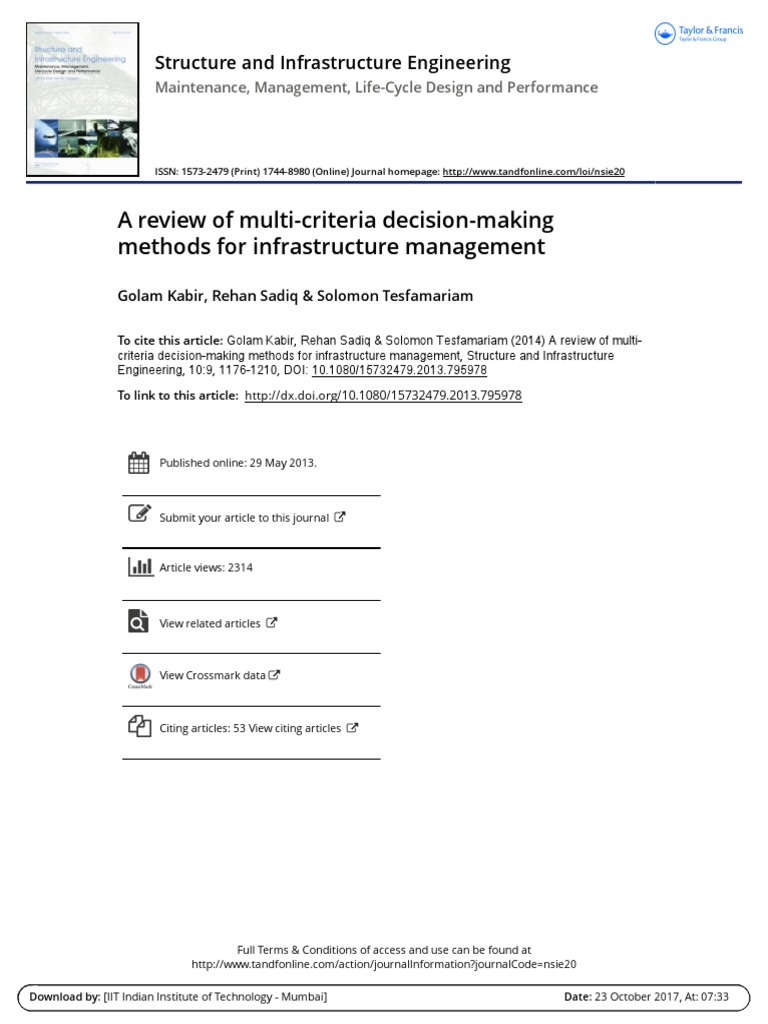 A Review of Multi Criteria Decision Making Methods For Infrastructure ...