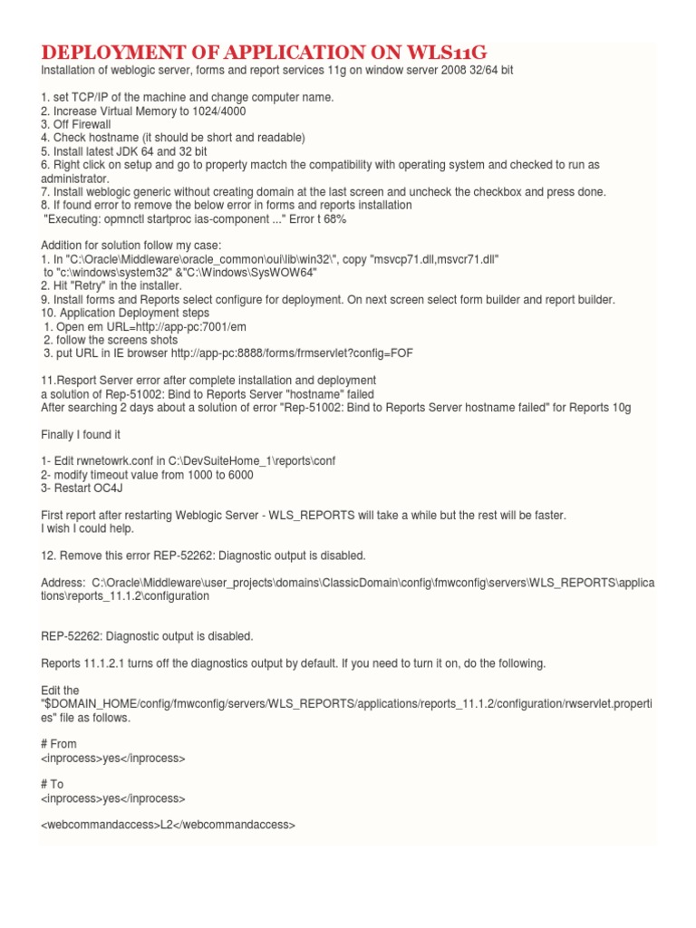 Deployment of Application On Wls11g | PDF | Internet Explorer ...