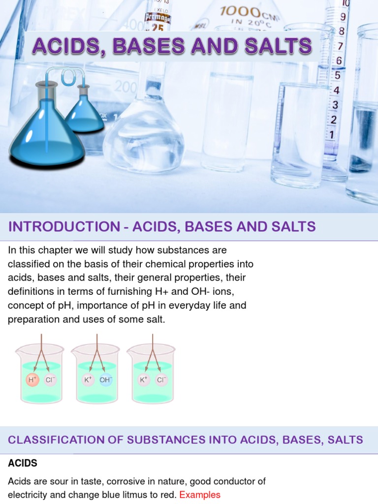 Acid Base and Salts | PDF | Sodium Chloride | Acid