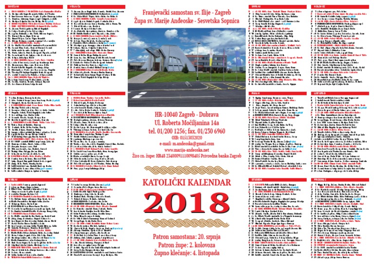 Katolički Kalendar Za 2018 | PDF