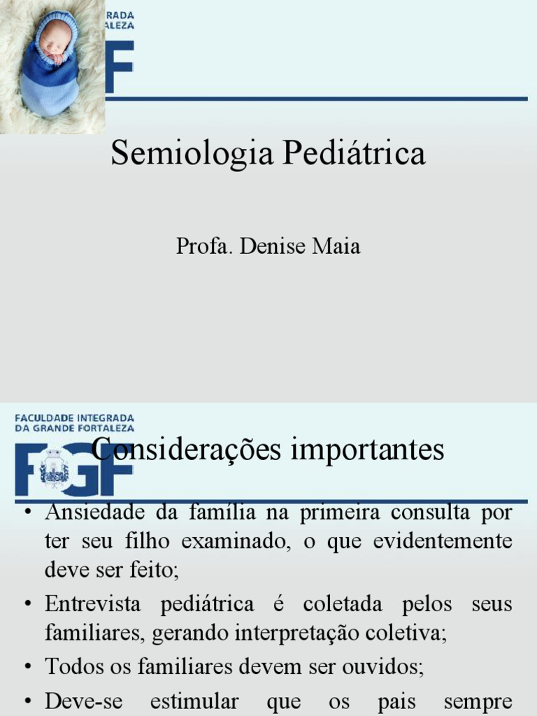 Semiologia Pediátrica: Anamnese e Exame Físico | PDF | Especialidades ...