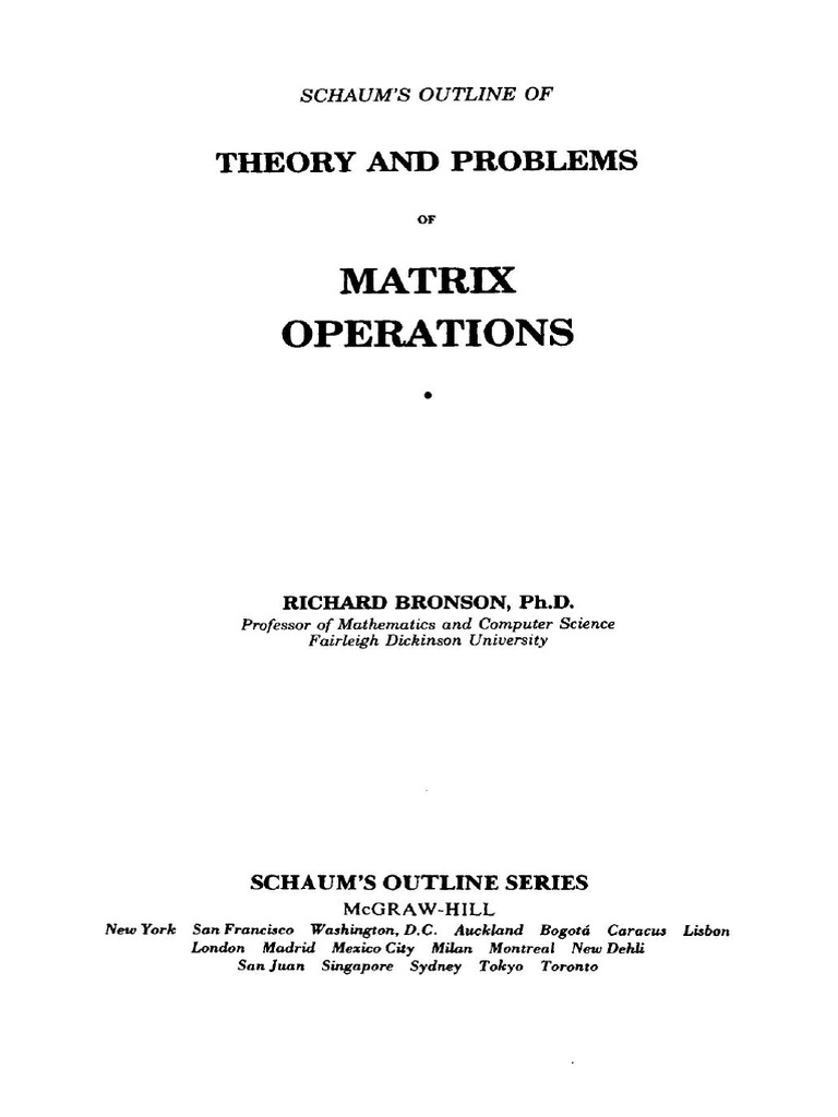 Schaum S Outlines-MatrixOperations PDF | PDF