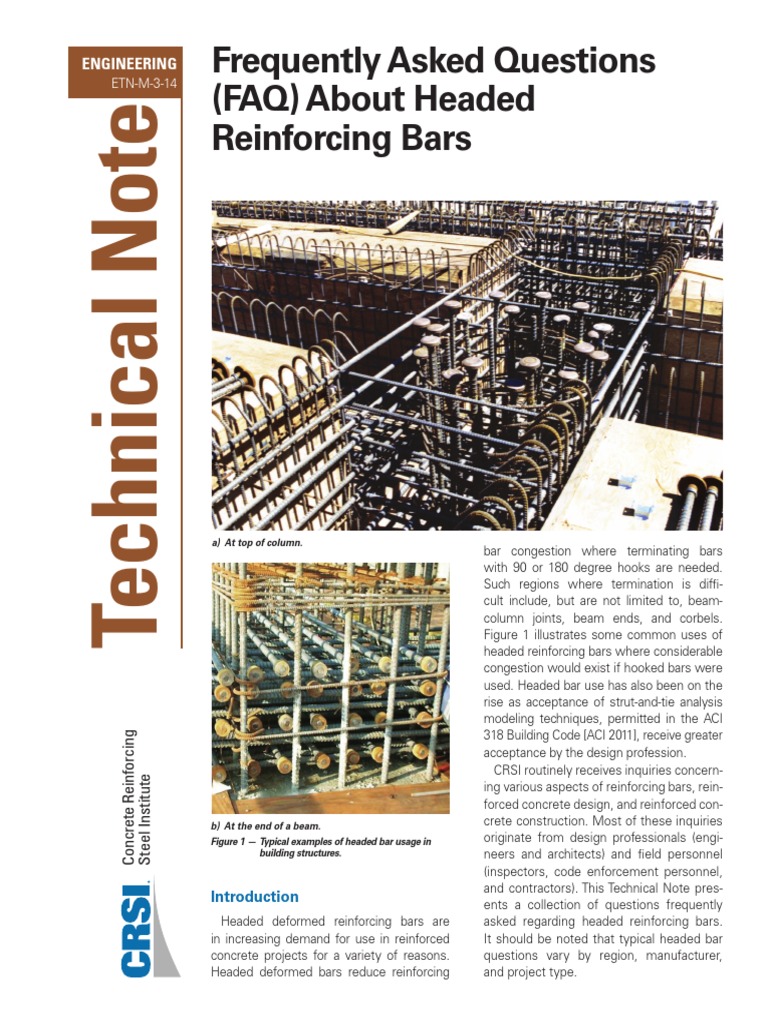 FAQs About Headed Reinf Bars - ETN-M-3-14 | PDF | Specification ...