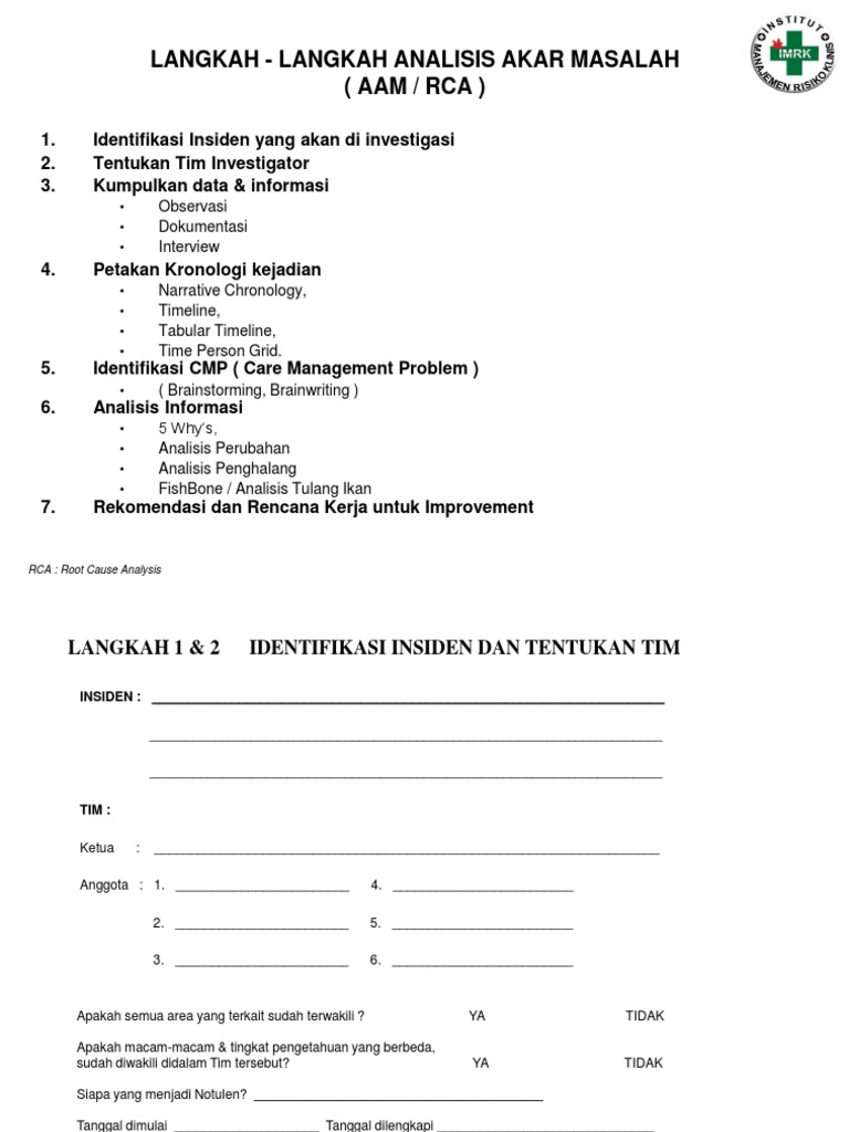 Contoh Form Rca | PDF