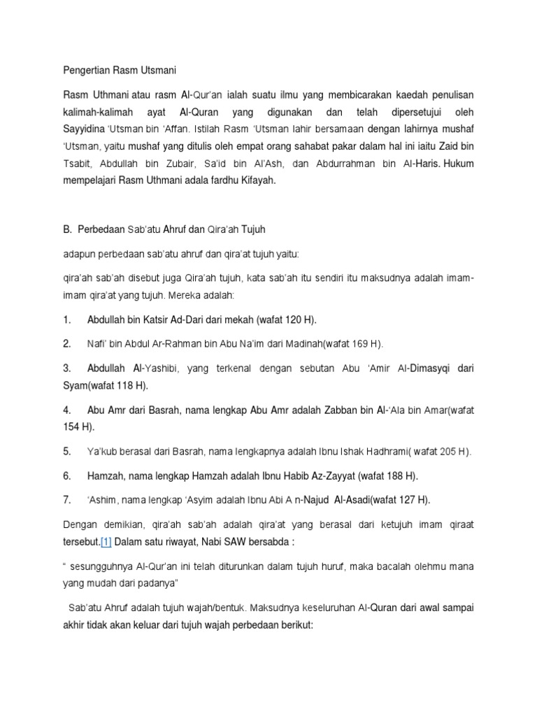 Kelebihan Dan Keistimewaan Rasm Uthmani | PDF