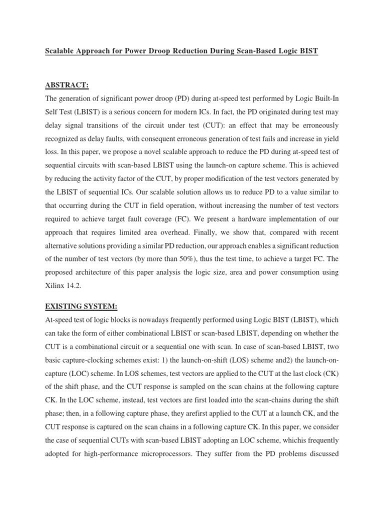 Scalable Approach For Power Droop Reduction During Scan-Based Logic BIST | PDF | Electronic ...