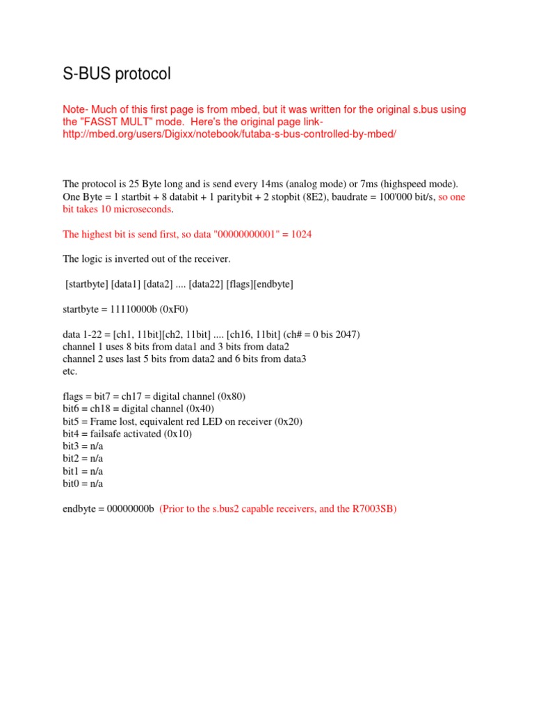 SBUS Comm | PDF | Bit | Telecommunications Engineering