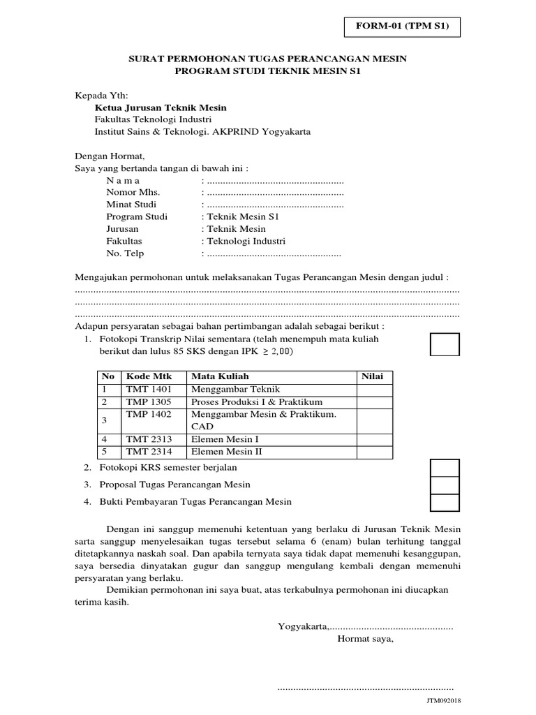 Form Perencanaan Mesin | PDF