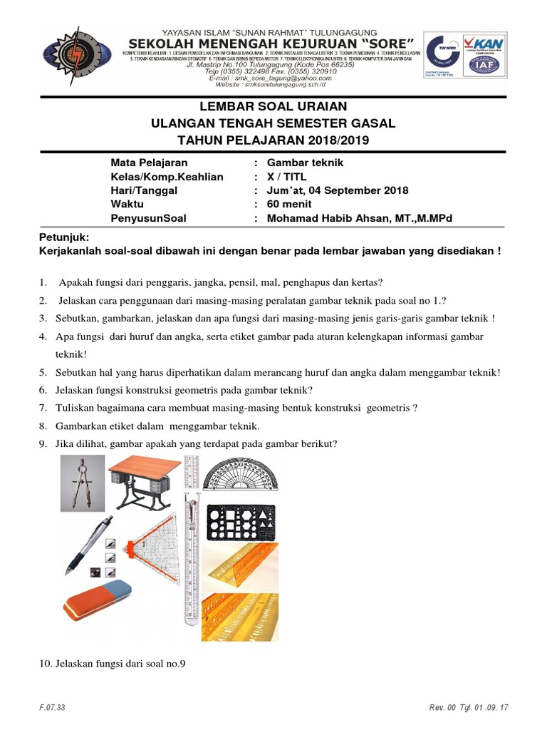 Soal Uts Gamtek 2018 | PDF