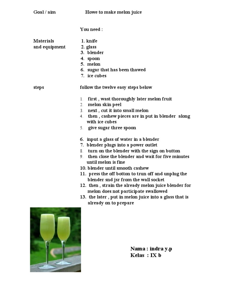 How to Make Refreshing Melon Juice | PDF