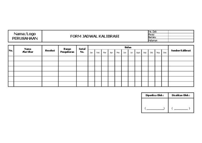 Contoh Form Jadwal Kalibrasi | PDF