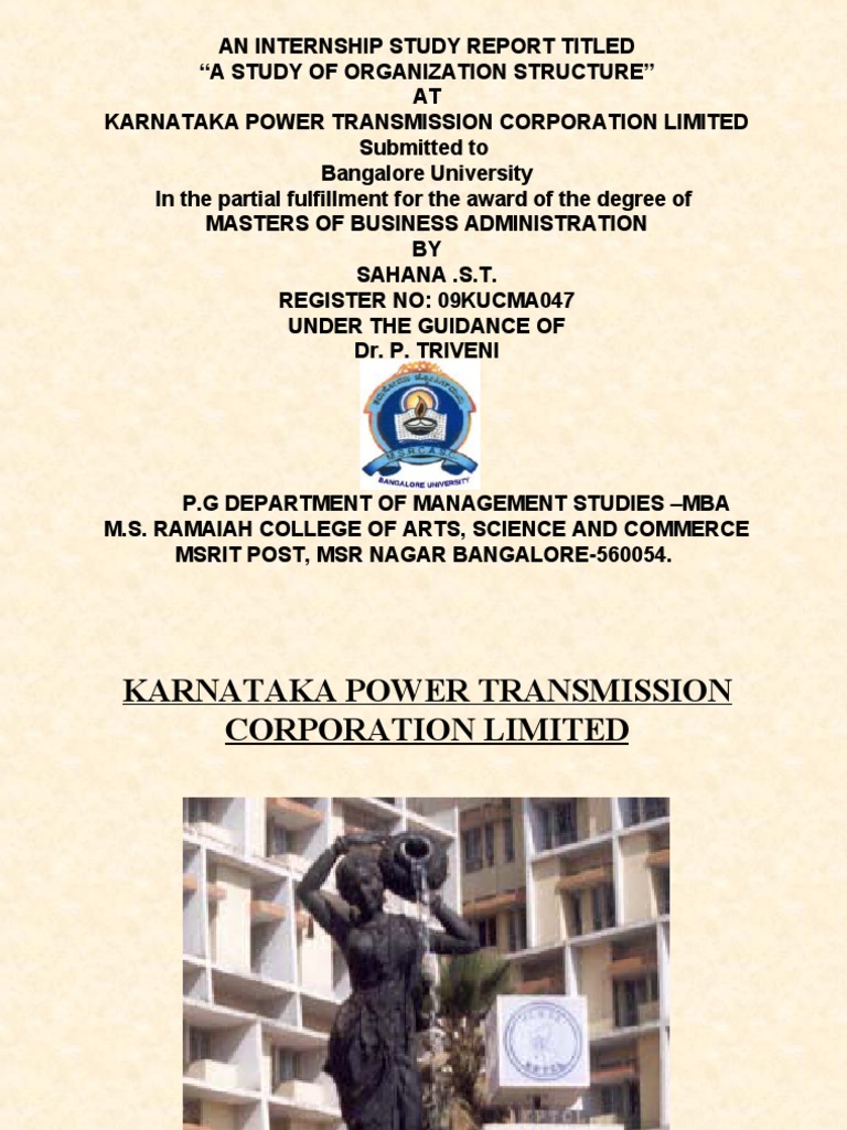 KPTCL Organization Structure Study Report | PDF | Electric Power ...