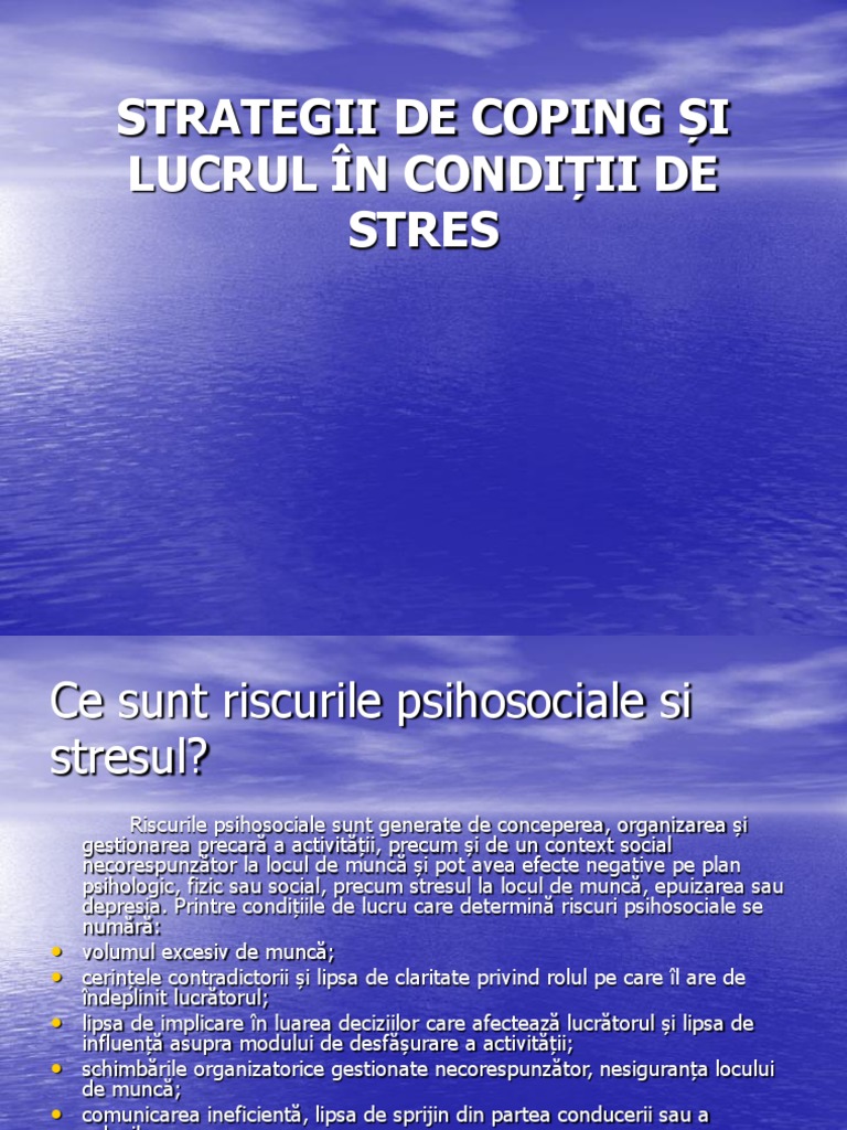 Strategii de Coping Si Lucru in Conditii de Stres | PDF