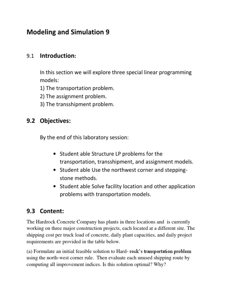Modeling and Simulation Lab 09 | PDF | Linear Programming | Applied ...