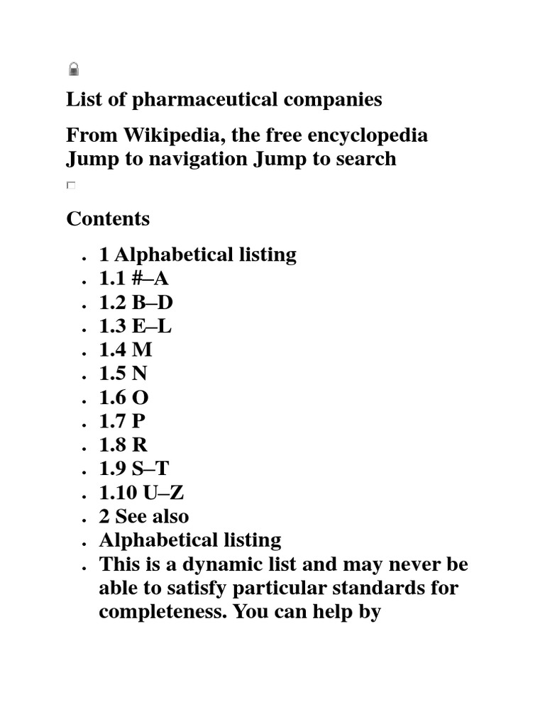 Pharmaceutical Companies | PDF | Wikipedia | Pharmaceutical Industry