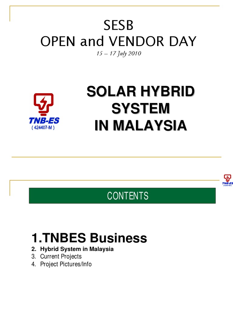 Solar Hybrid System in Malaysia - TNB ES | PDF | Renewable Energy ...