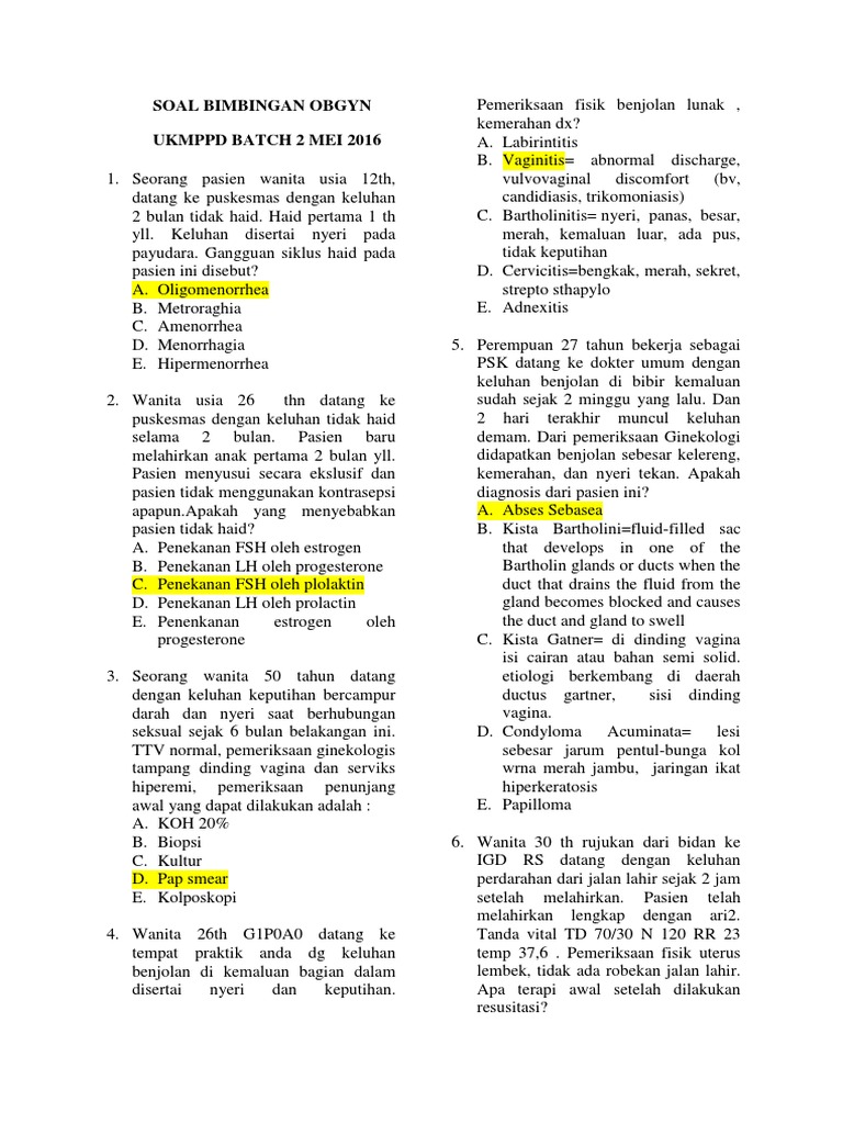 Soal Ukdi Obsgyn | PDF