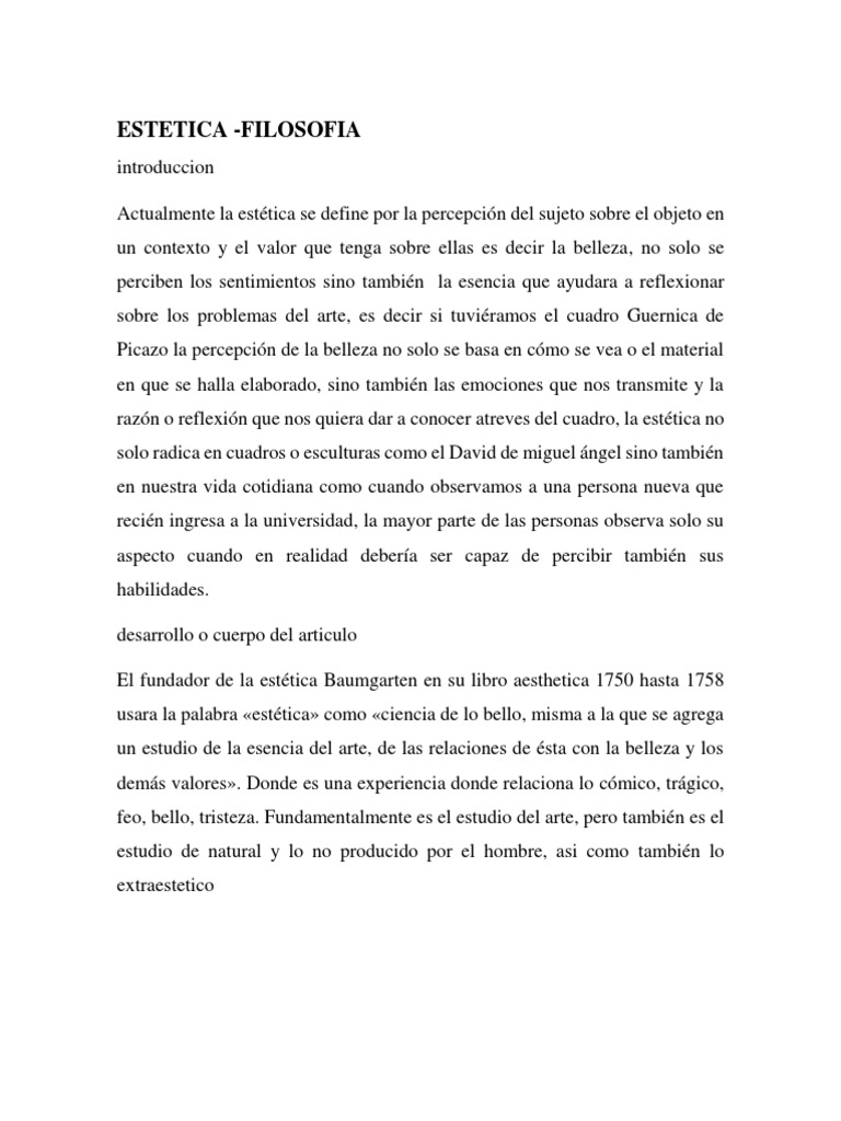 Filosofía y Estética: Reflexiones sobre Belleza | PDF | Estética | Drogas