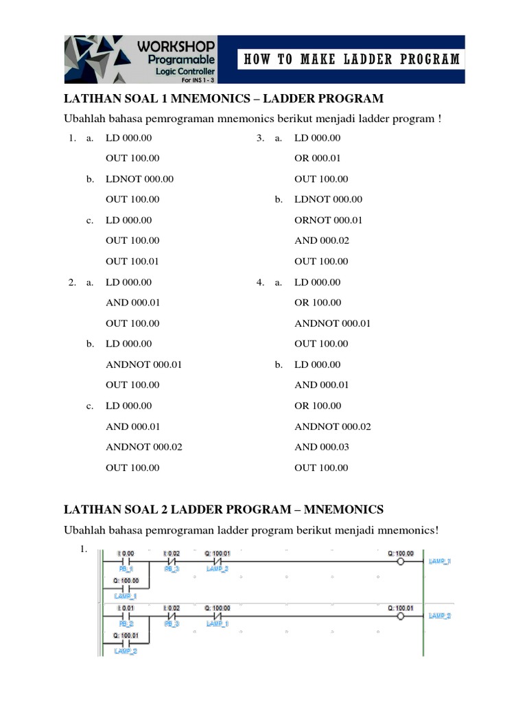 Soal Lomba PLC: Mnemonics & Ladder | PDF