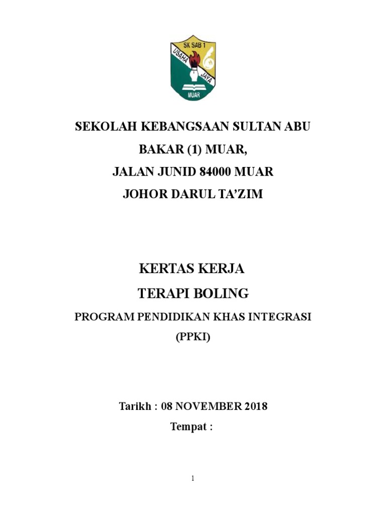 Kertas Kerja Terapi Boling | PDF