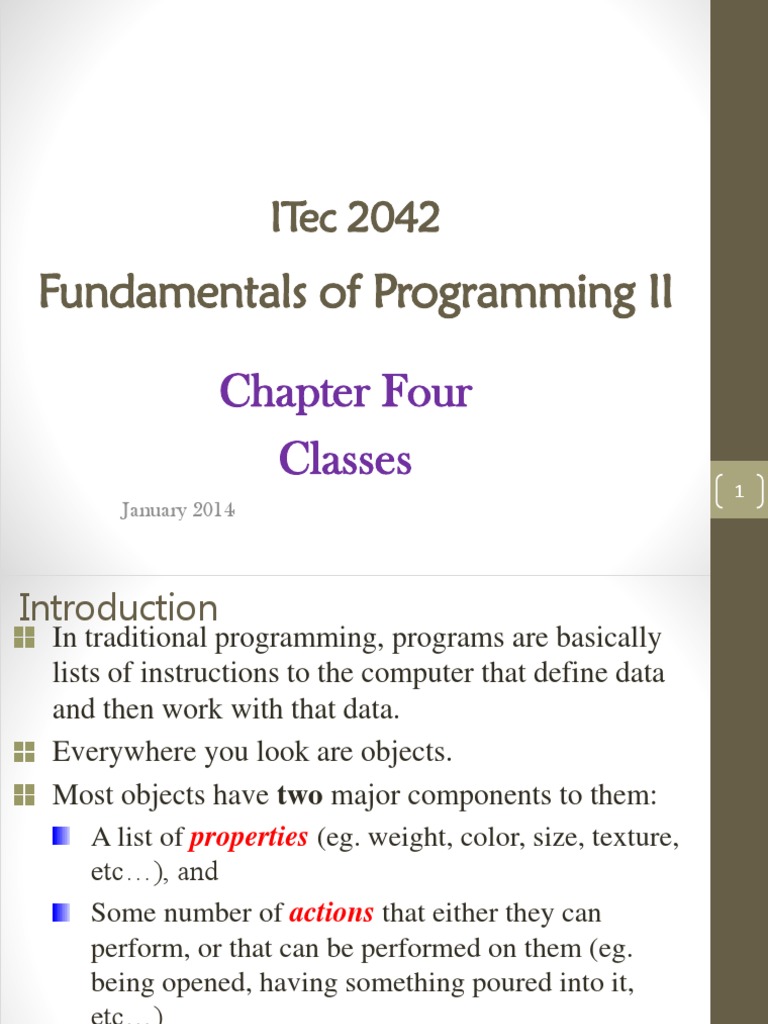 Chapter 4 Classes Download Free Pdf Constructor Object Oriented