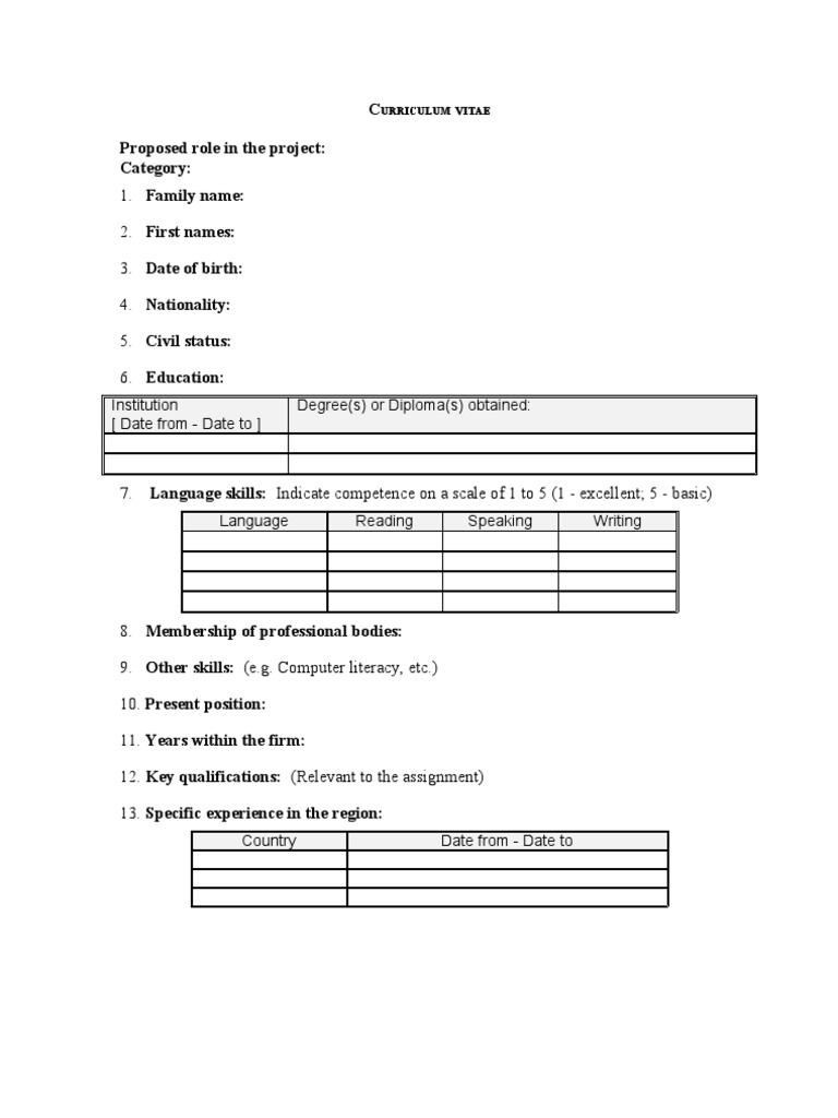 Comprehensive CV Template for Professionals | PDF