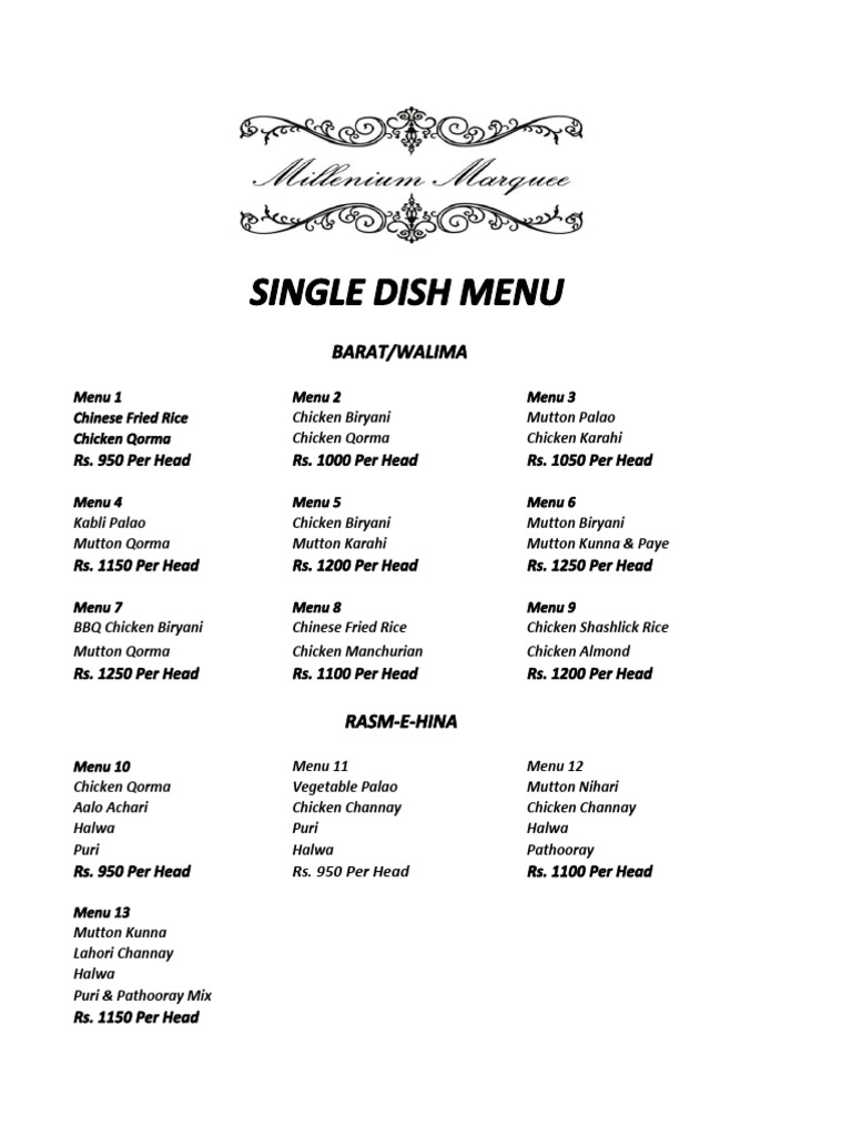 1 Dish Menu RWP | PDF | Indian Cuisine | South Asian Cuisine