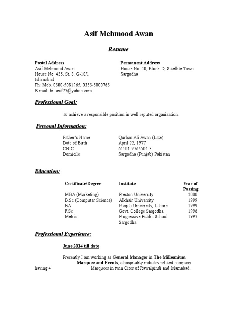 Asif CV | PDF | Islamabad | World Politics