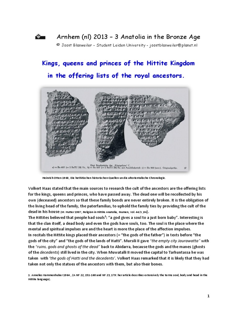 Kings Queens and Princes of The Hittite PDF | PDF | Hittites | Funeral