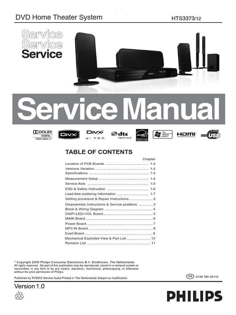 Philips HTS 3373 Service Manual | PDF | Compact Disc | Frequency Modulation