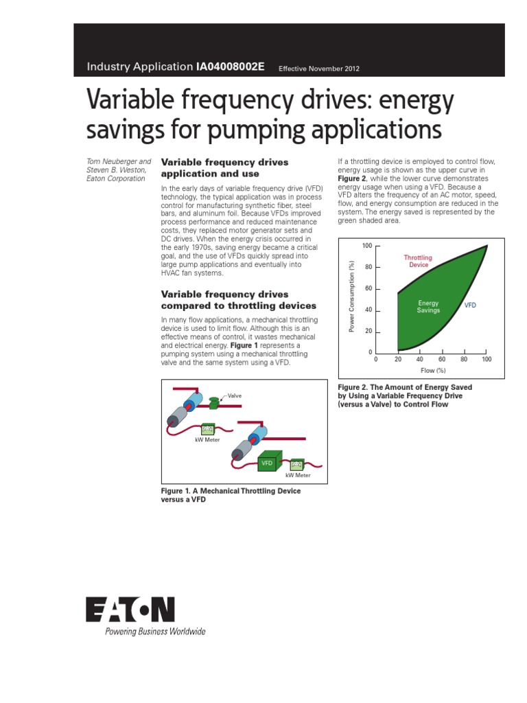 Variable Frequency Drives Energy Savings For Pumping Applications Pdf