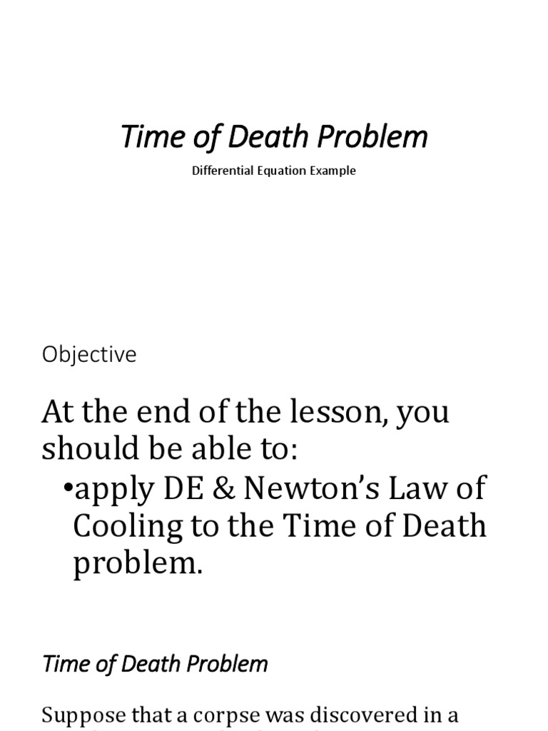 Time of Death Problem: Differential Equation Example | PDF | Physical ...