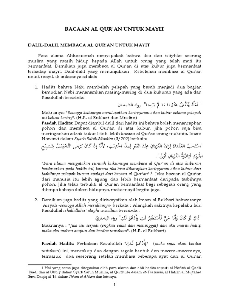 Bacaan Al-Quran Untuk Mayyit | PDF