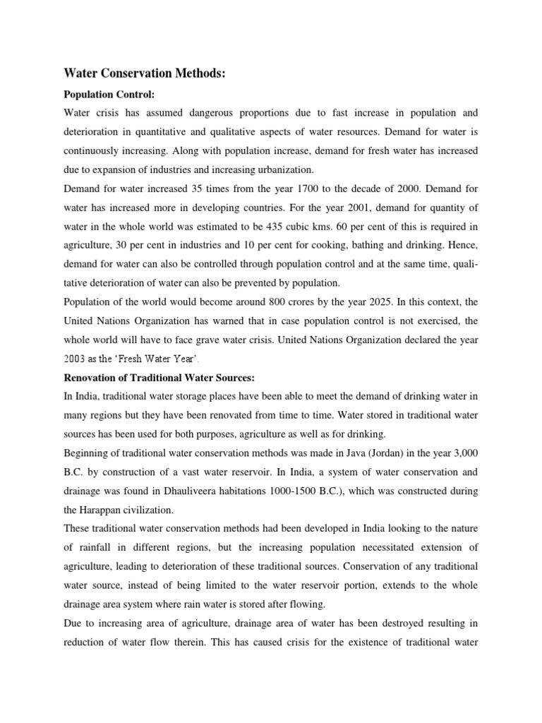 13 Outstanding Water Conservation Methods | PDF | Water Conservation ...