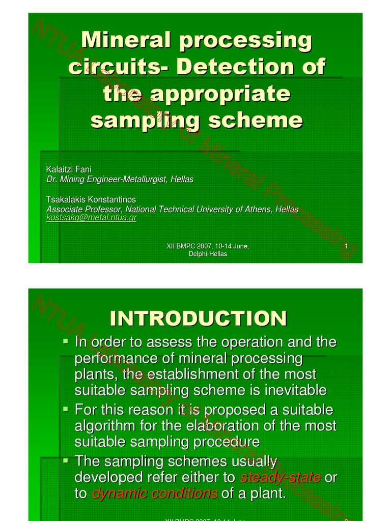 Mineral Processing Circuits - Detection of The Appropriate Sampling ...
