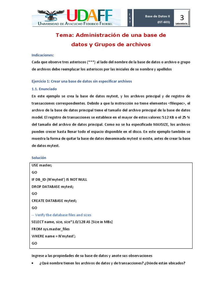 Guía de Laboratorio de Bases de Datos | PDF | Archivo de computadora | SQL