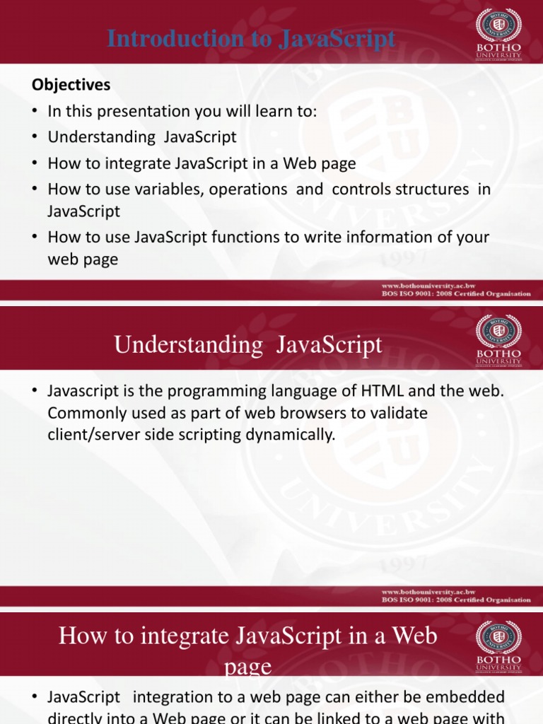 Unit 3 - Chapter 08 - Introduction To JavaScript | PDF | Java Script ...