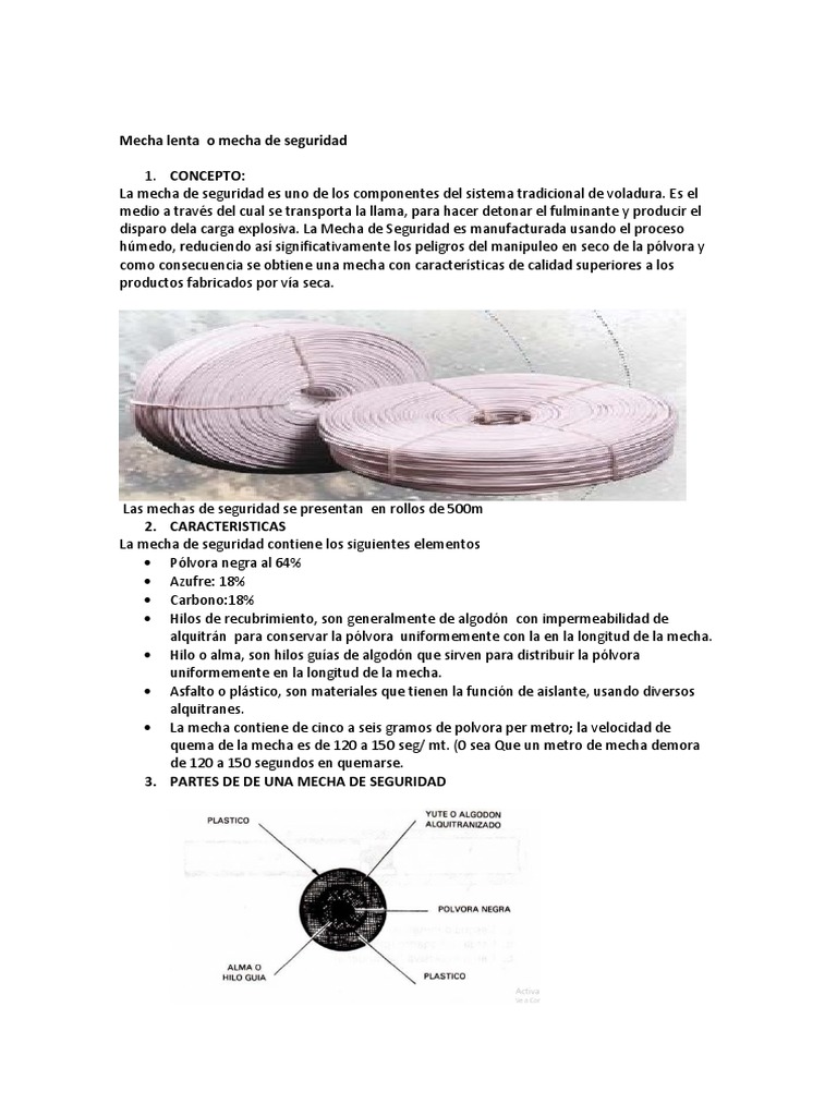 Mecha Lenta o Mecha de Seguridad | PDF