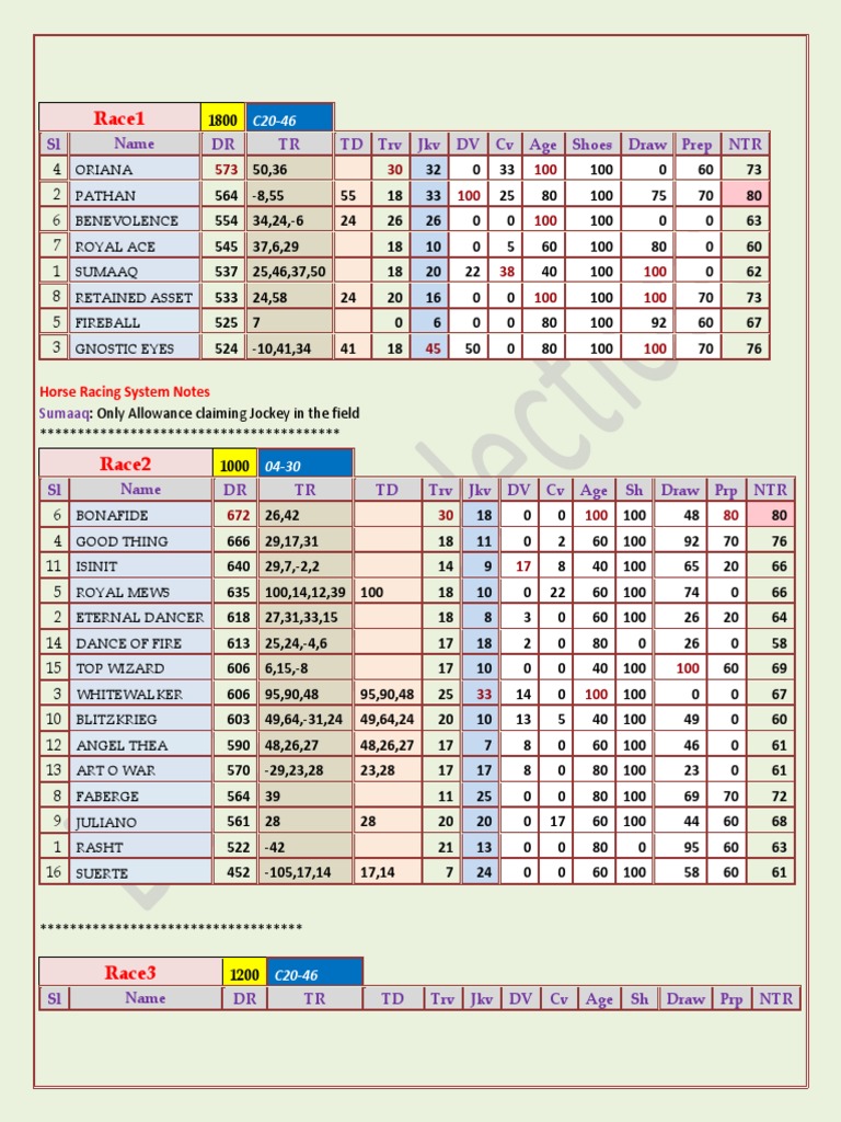 Pune 28.10 Worksheet | PDF | Horses | Horse Racing