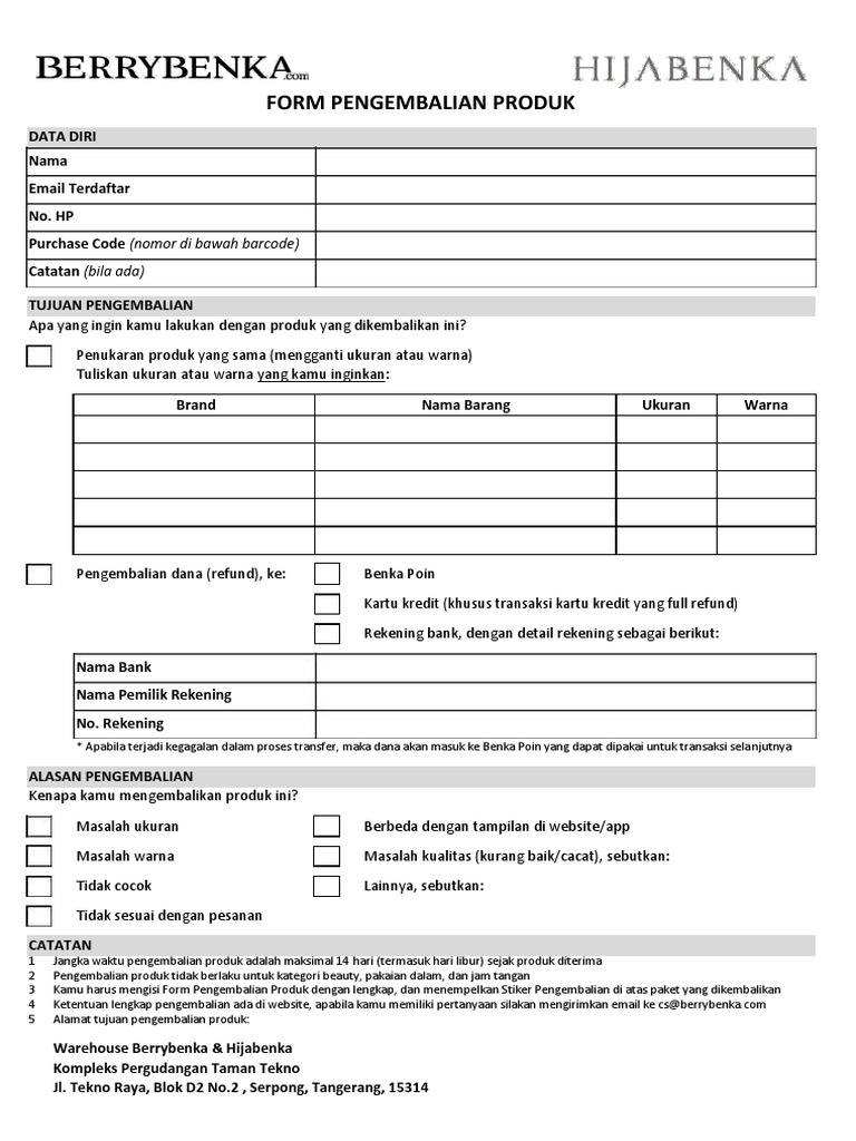 New Form Retur PDF | PDF