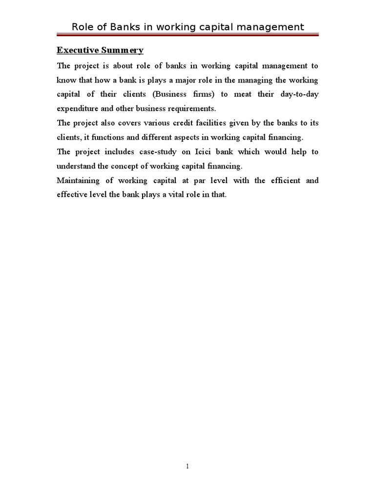 Role of Banks in Working Capital Management | PDF | Working Capital | Banks
