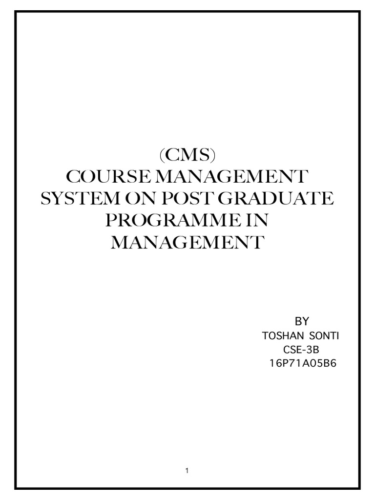 (CMS) Course Management System On Post Graduate Programme in Management ...