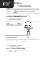 Prueba 2° Básico Mi Cuerpo Ciencias Naturales | PDF | Pulmón | Corazón