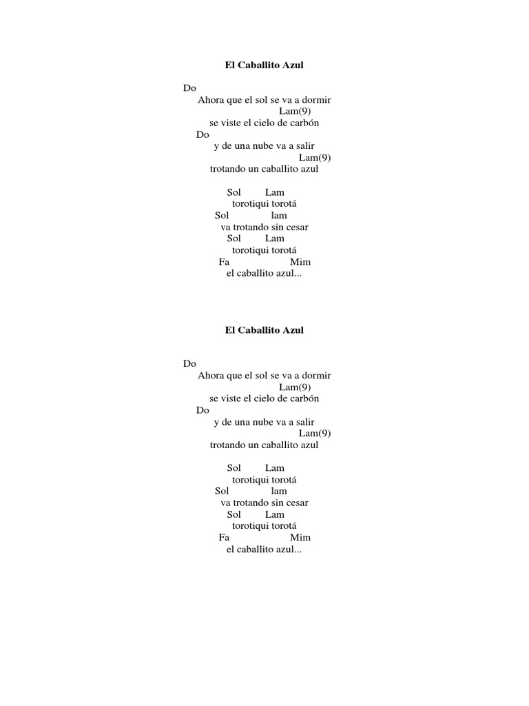Acordes El Caballito Azul | PDF