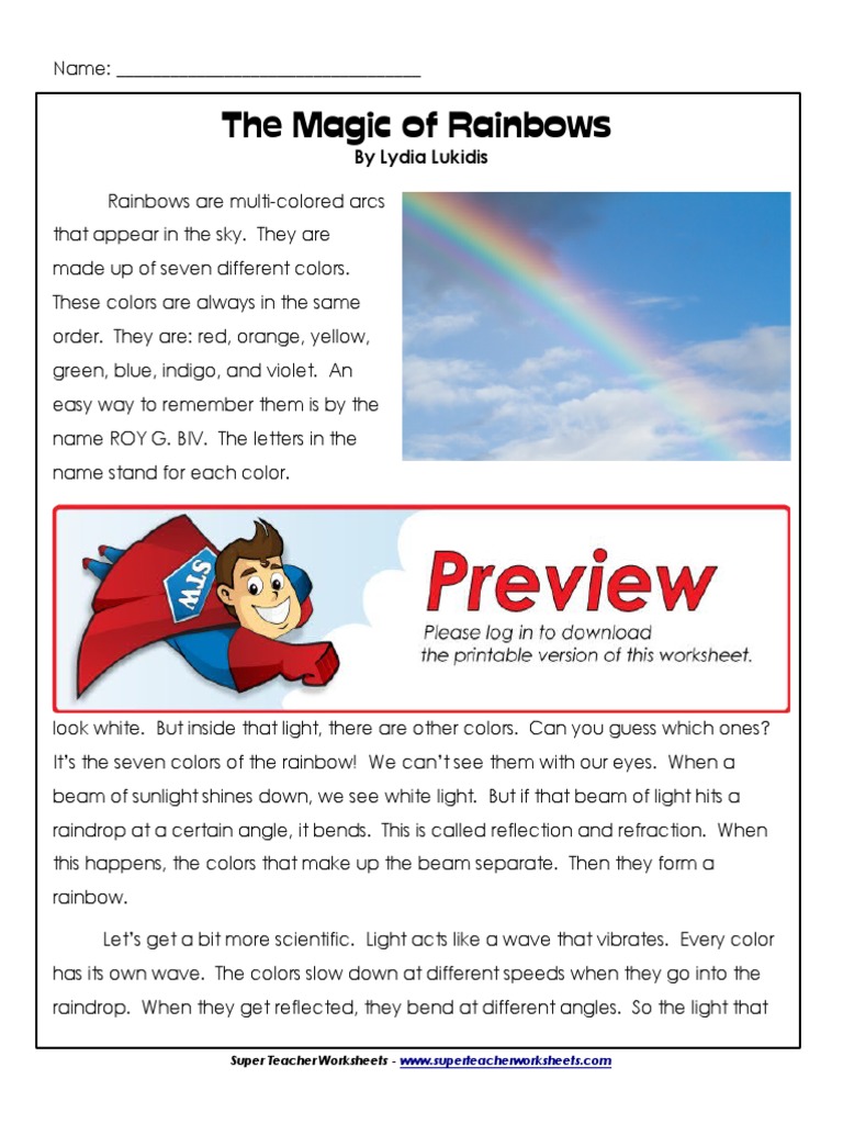 Understanding Rainbows: Colors & Science | PDF | Rainbow | Color