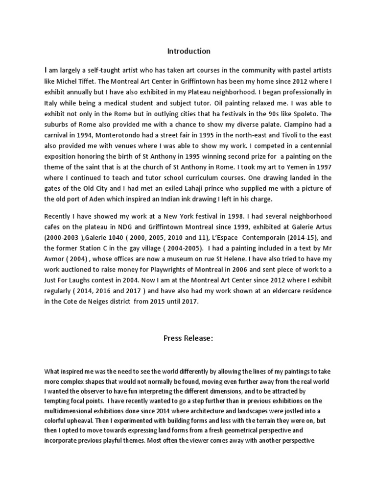 Martin Dansky - Art Press Release 2017 | PDF | Perspective (Graphical ...