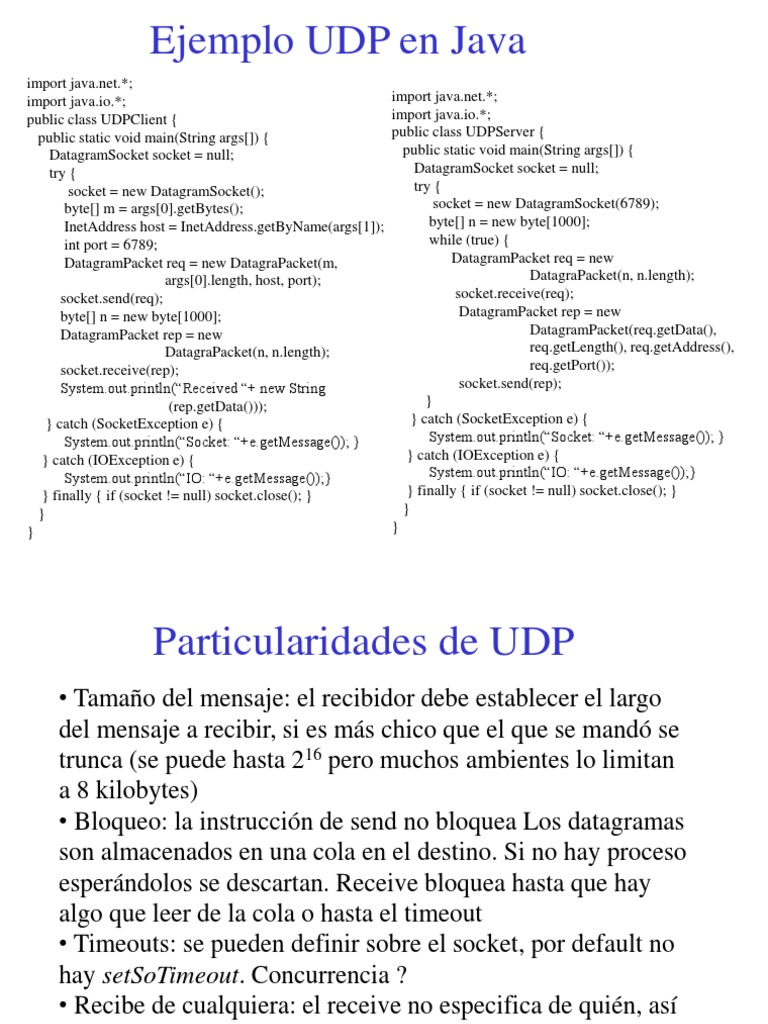 UDP en Java | PDF | Transmission Control Protocol | Common Object Request Broker Architecture