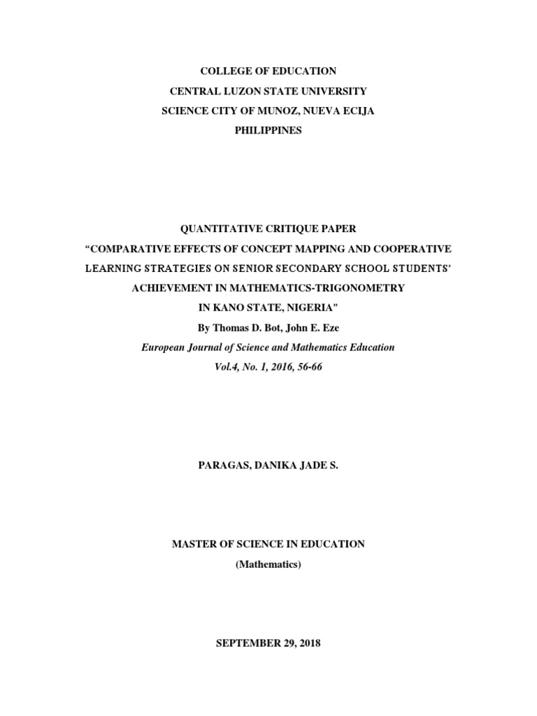 Quantitative Critique Paper | PDF | Experiment | Trigonometric Functions