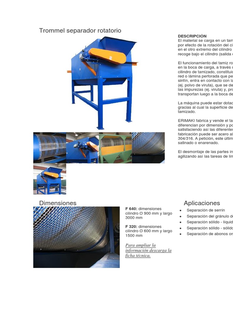 Funcionamiento y Partes del Trommel Rotatorio | PDF | Materiales ...